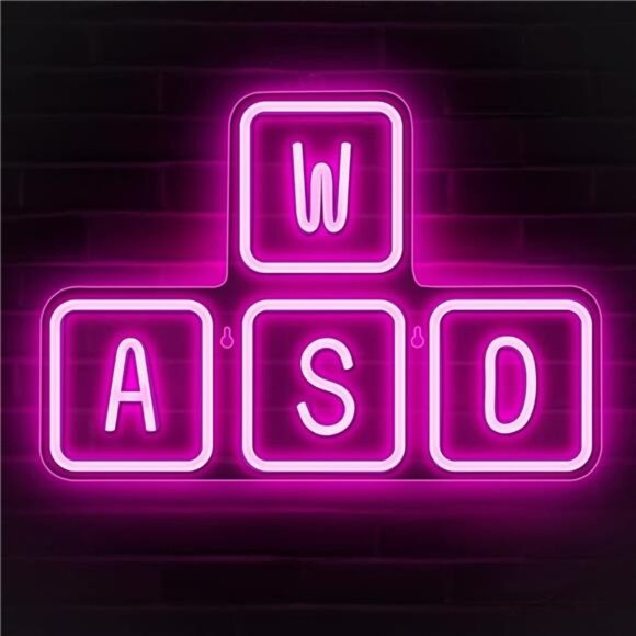 Accents | Wasd Neon Sign Usb Powered Keyboard Neon Lights Wasd Keycaps ...